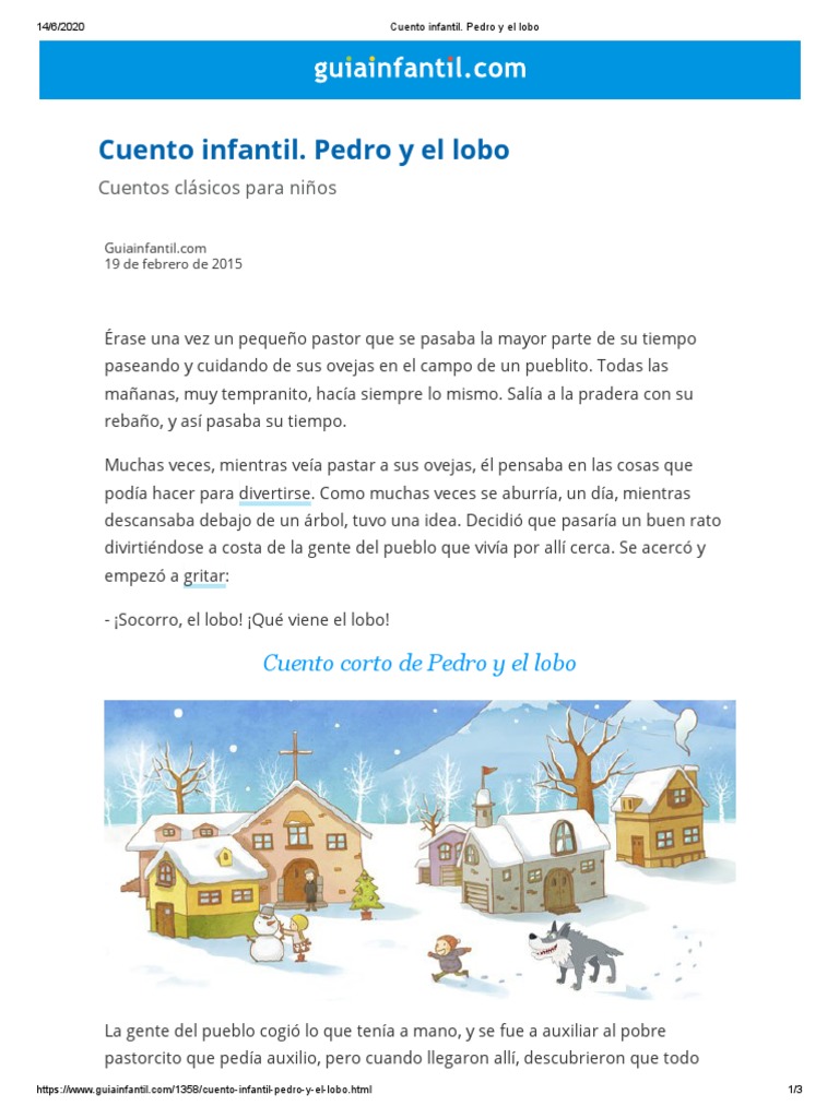 Cuento Infantil. Pedro y El Lobo PDF | PDF | Oveja