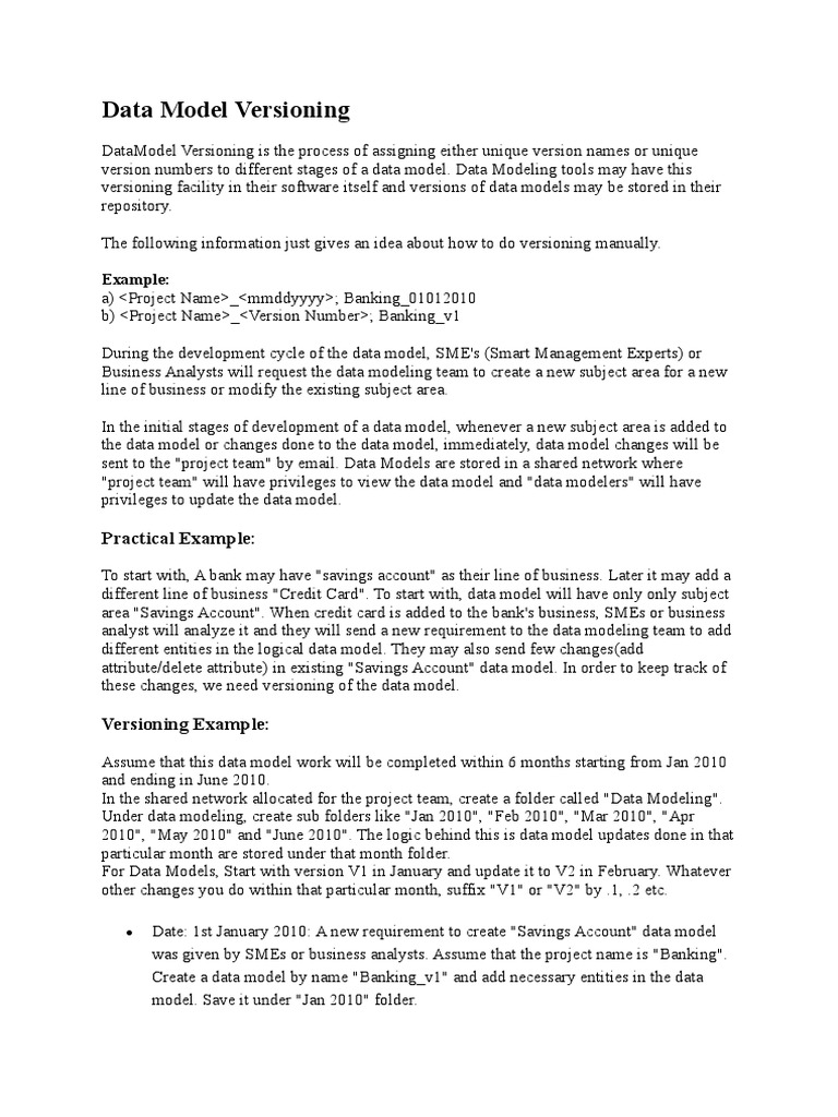 Data Model Versioning | PDF | Version Control | Data Model