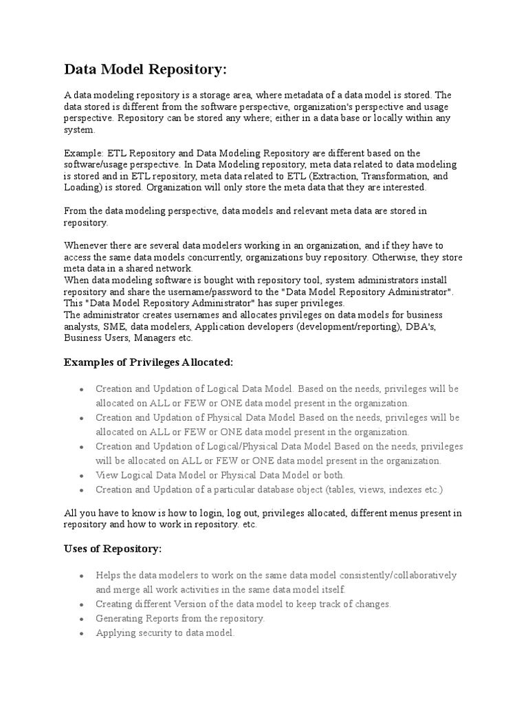 Data Model Repository | PDF | Data Model | Metadata