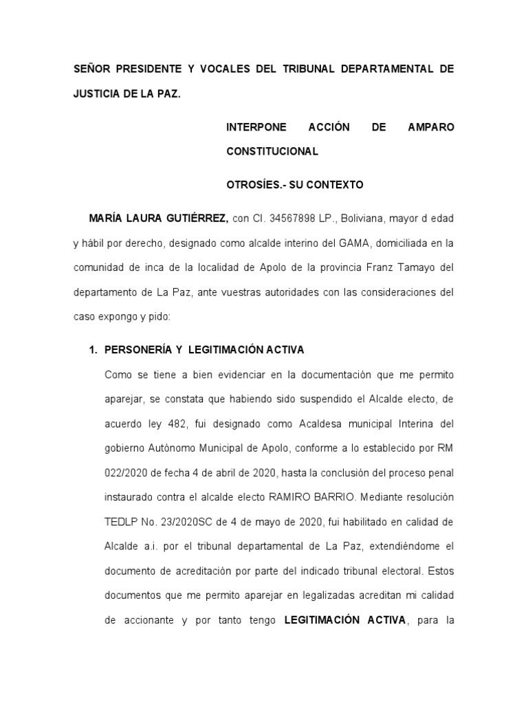 05 Accion de Amparo Constitucional | PDF | Debido al proceso | Ley procesal