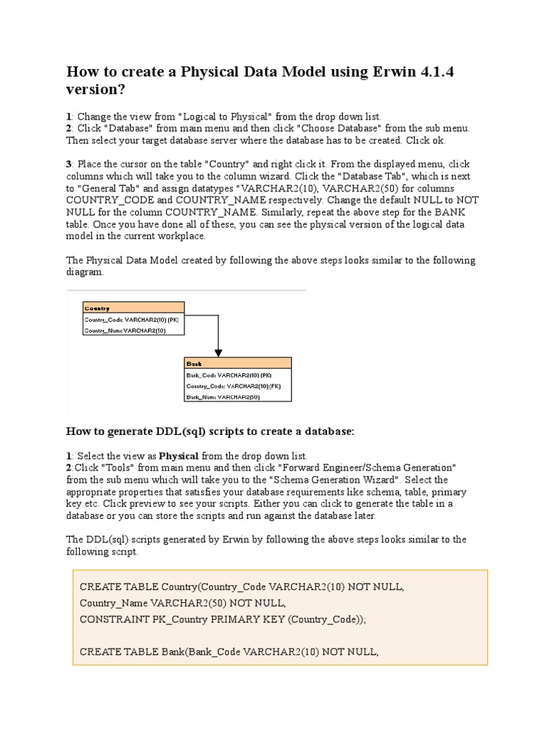 Creating a Physical Data Model in Erwin | PDF | Computers | Technology ...