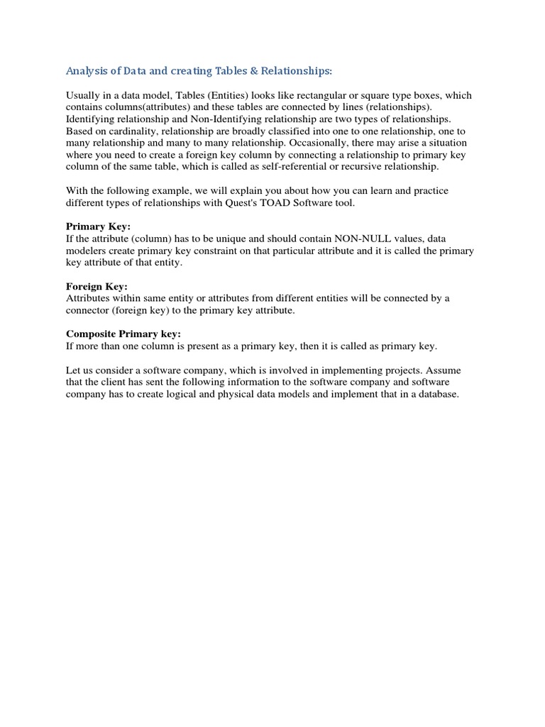Data Modeling: Tables & Relationships | PDF | Databases | Software Design