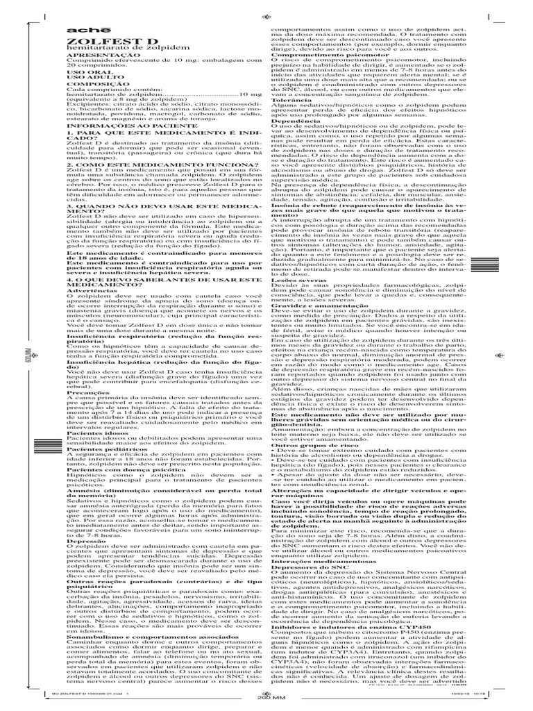 Bu Zolfest D 10MG Com Eferv 22-03-2018 PDF | PDF | Insônia | Gravidez