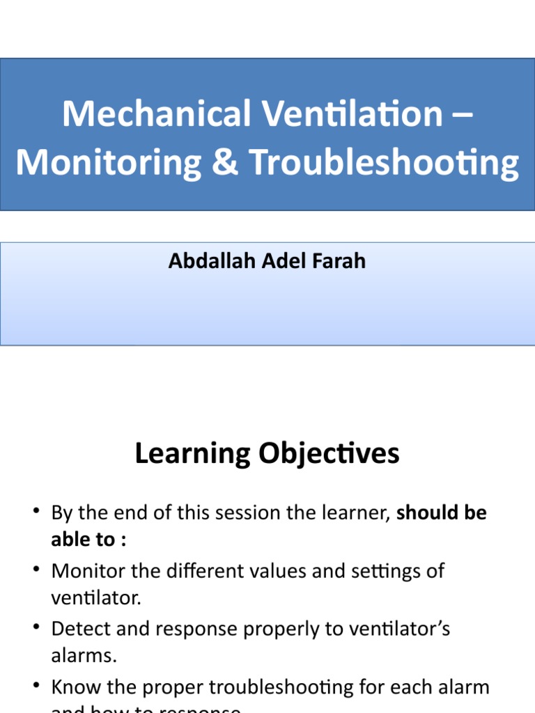 Ventilator Monitoring and Troubleshooting Guide | PDF | Exhalation ...