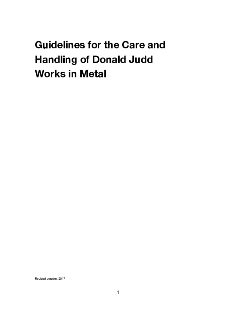 Judd Foundation Guidelines - For The Care and Handling of Judd Works in ...
