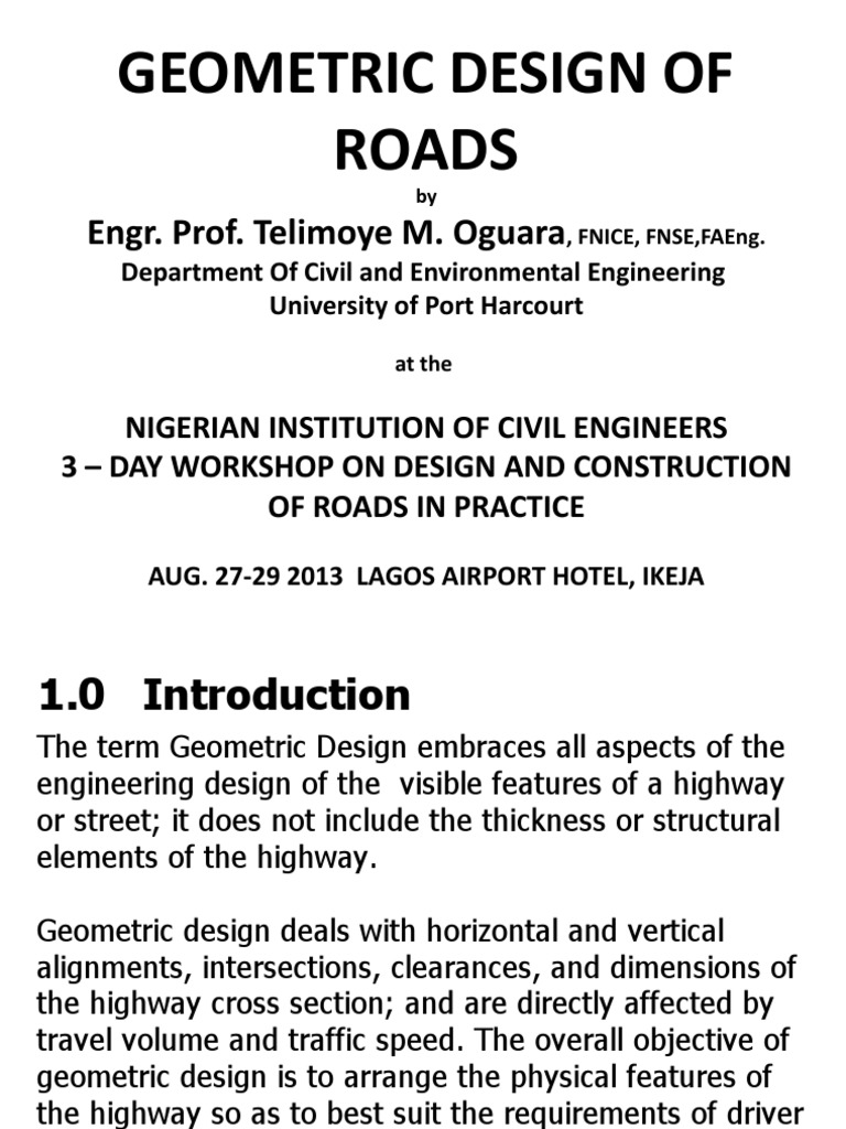 Paper 1 - Overview of Geometric Design of Roads 2013a | PDF ...