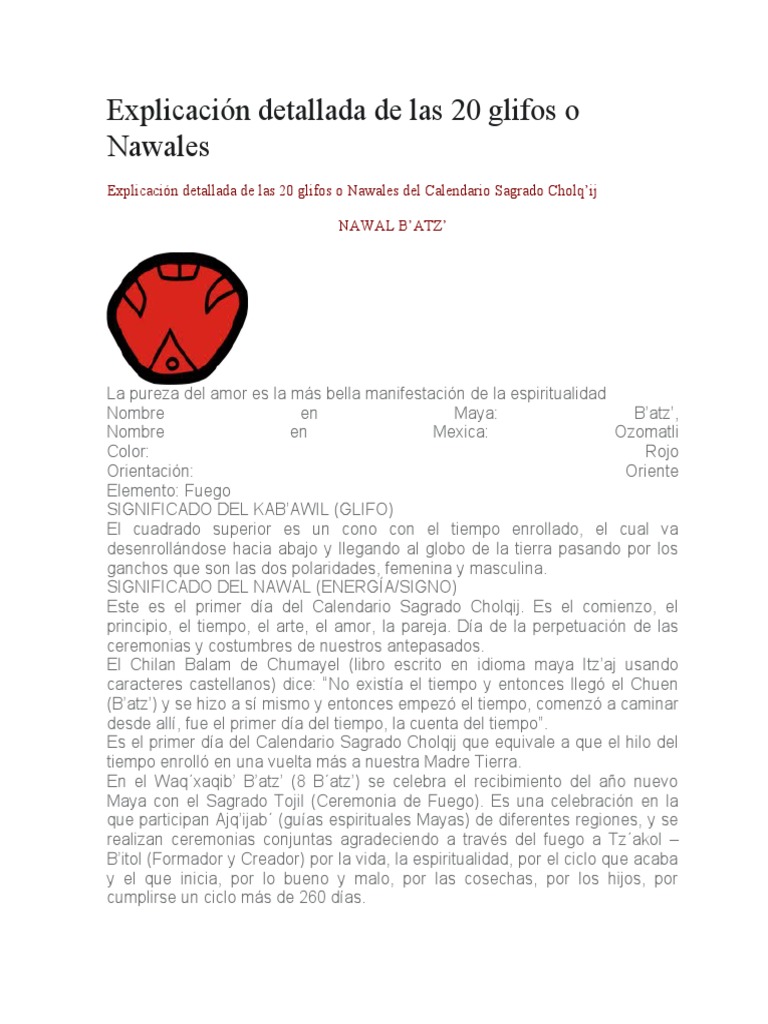 Explicación Detallada de Las 20 Glifos o Nawales | PDF | Civilización ...