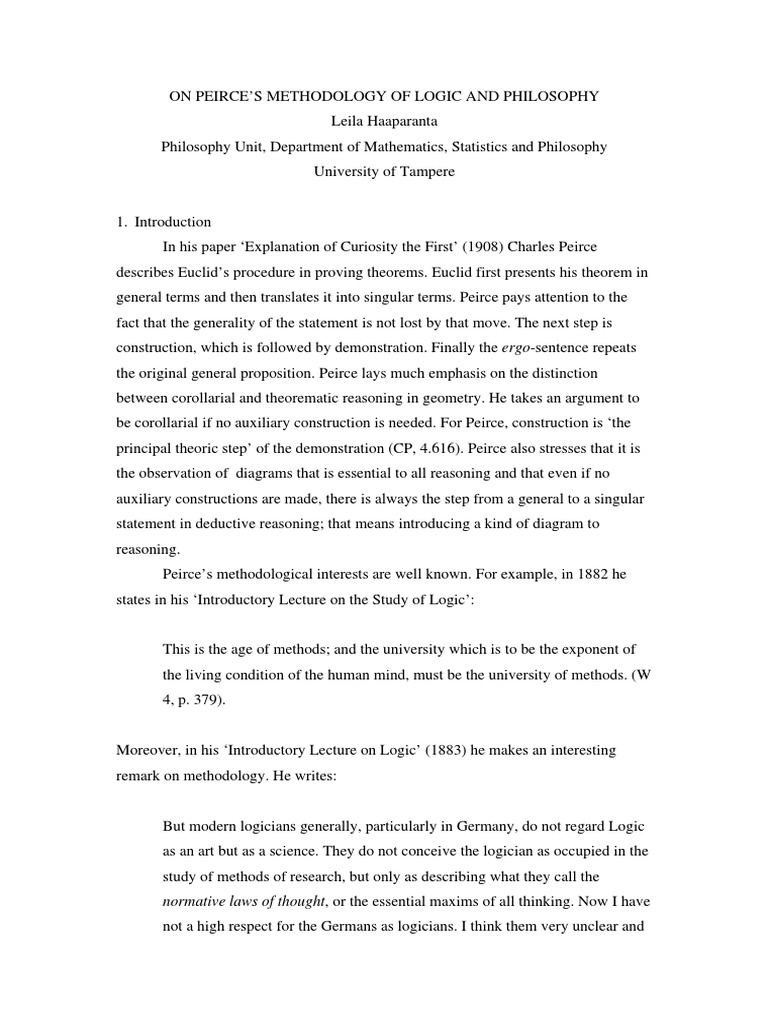 On Peirces Methodology of Logic and Philosophy | PDF | Phenomenology ...