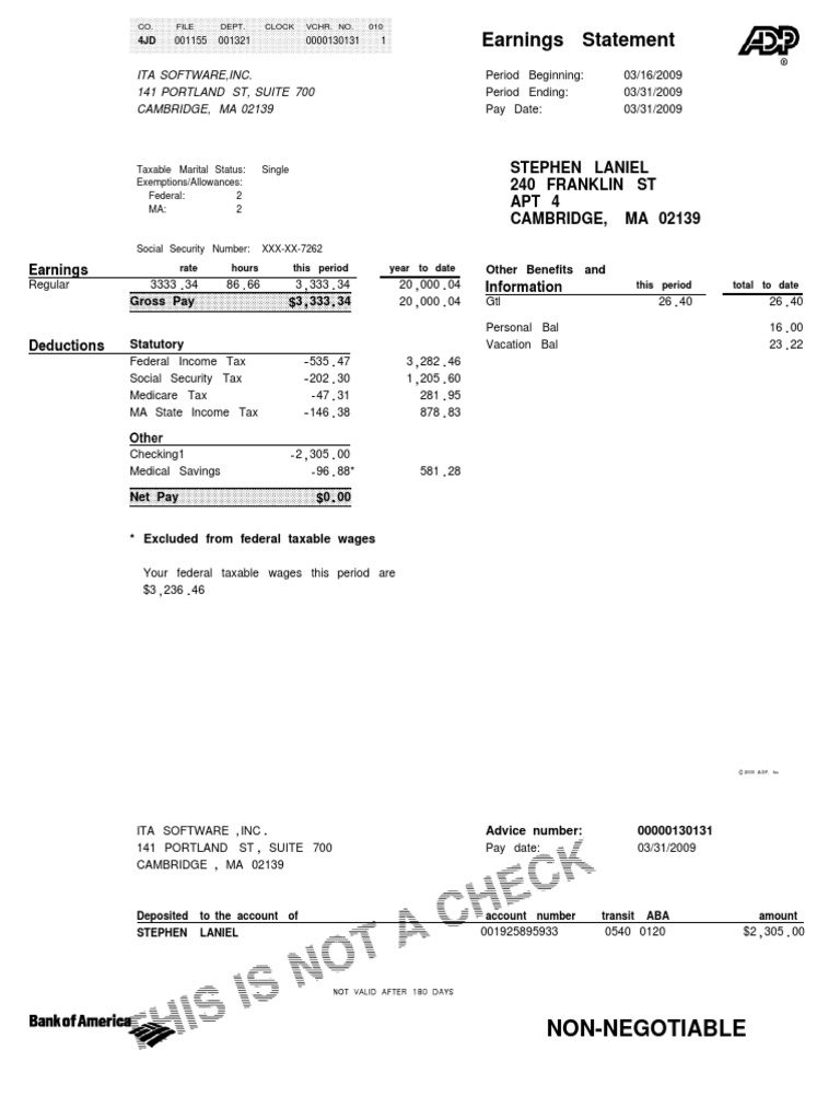 Paystub - 2009 03 31 | PDF | Social Security (United States) | Income ...