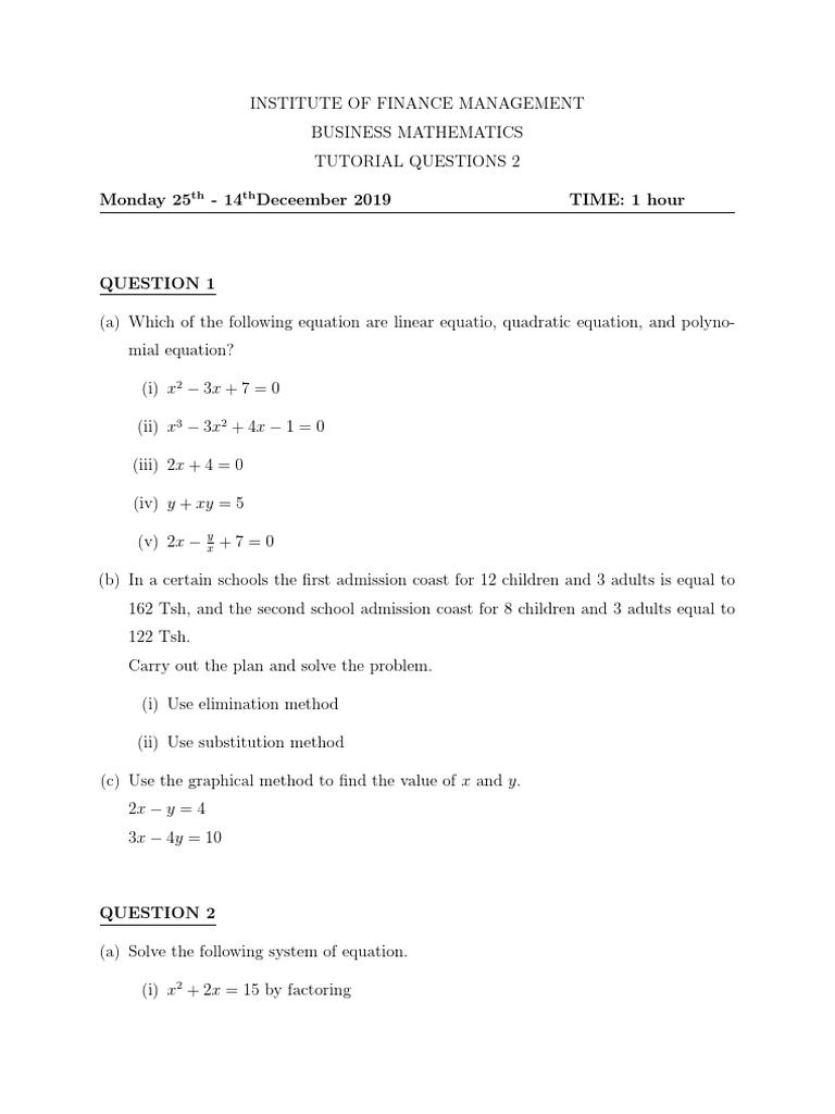 Bussiness Mathematics | PDF | Equations | Function (Mathematics)