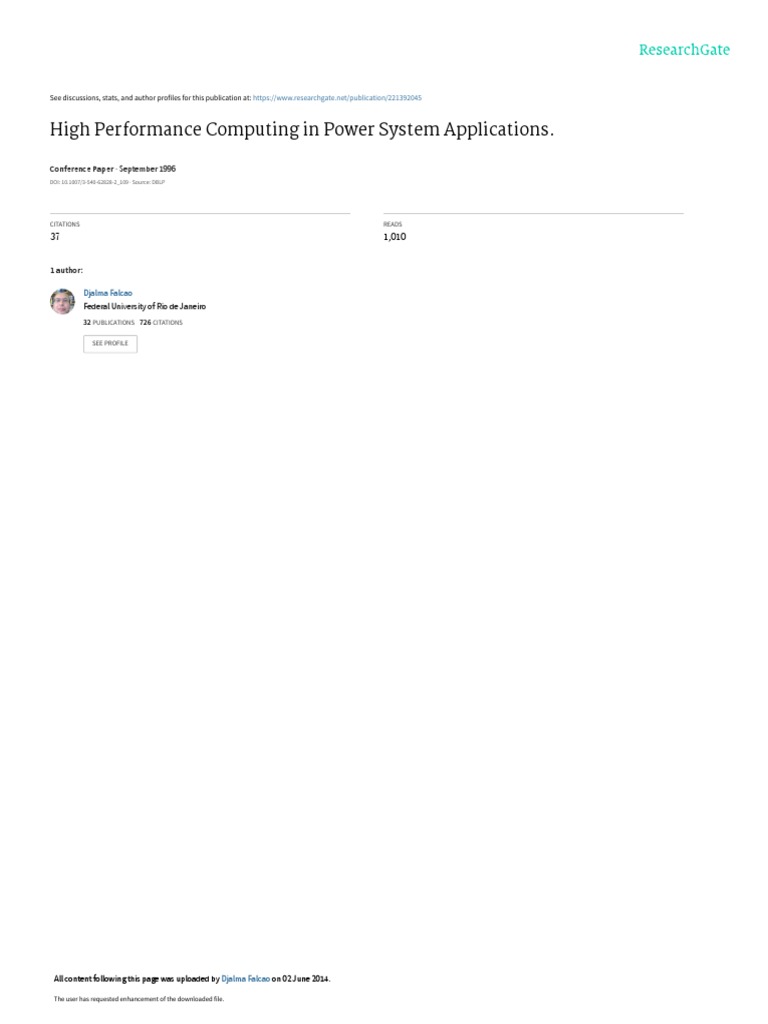 High Performance Computing in Power System Applications.: September 1996 | Download Free PDF ...