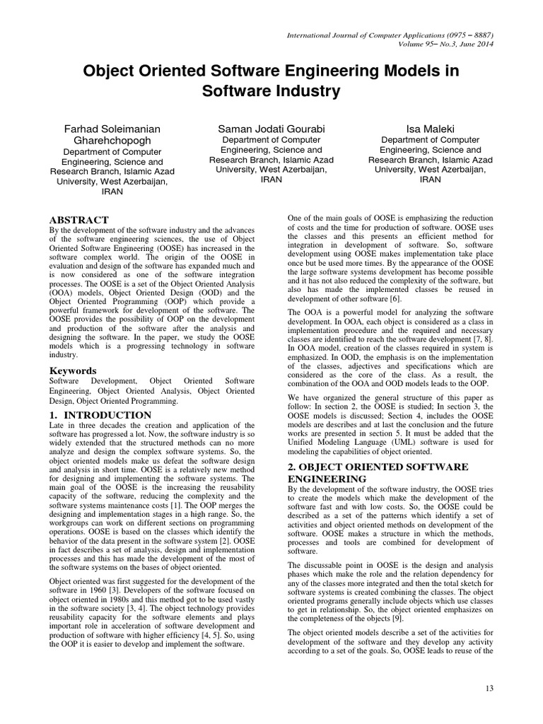 Object Oriented Software Engineering Mod Pdf Pdf Class Computer