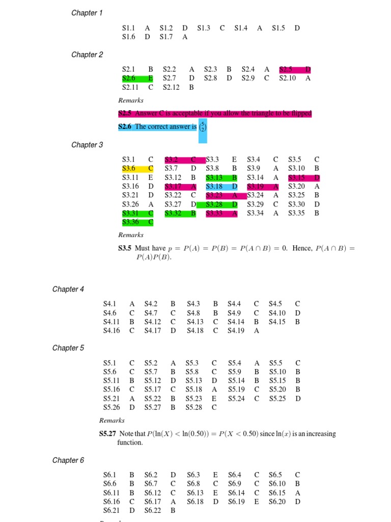 Appendix B: Answers To Self-Test Exercises | PDF | Sports
