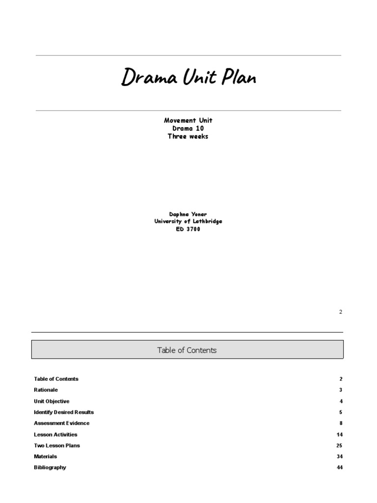 Drama Unit Plan | PDF | Curriculum | Learning