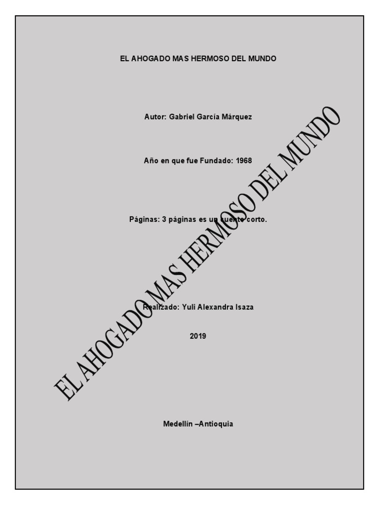 El Ahogado Mas Hermoso Del Mundo | PDF | Amor
