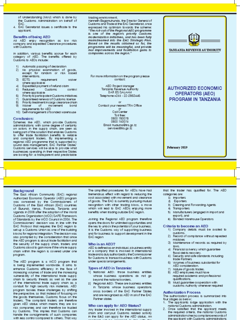 EAC AEO Program Overview & Benefits | PDF | Government | Policy