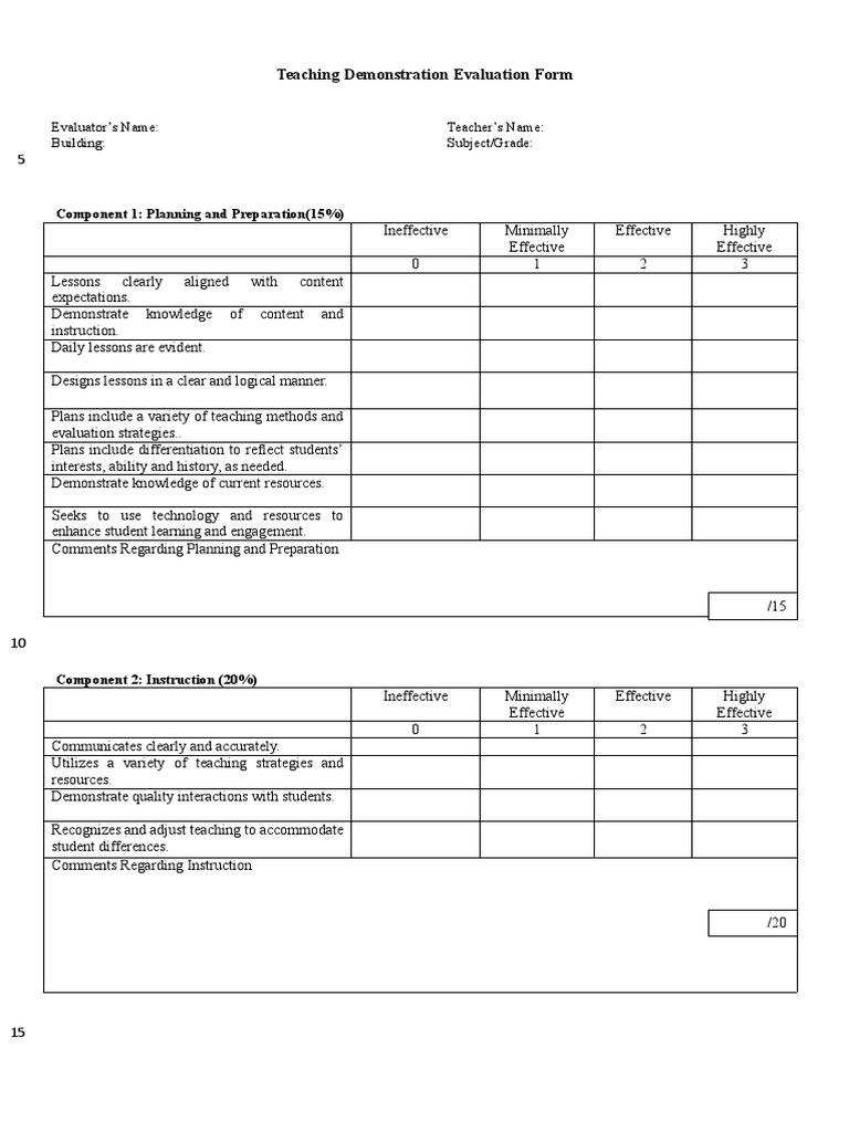 Teaching Demonstration Evaluation Form | PDF | Change | Education Theory