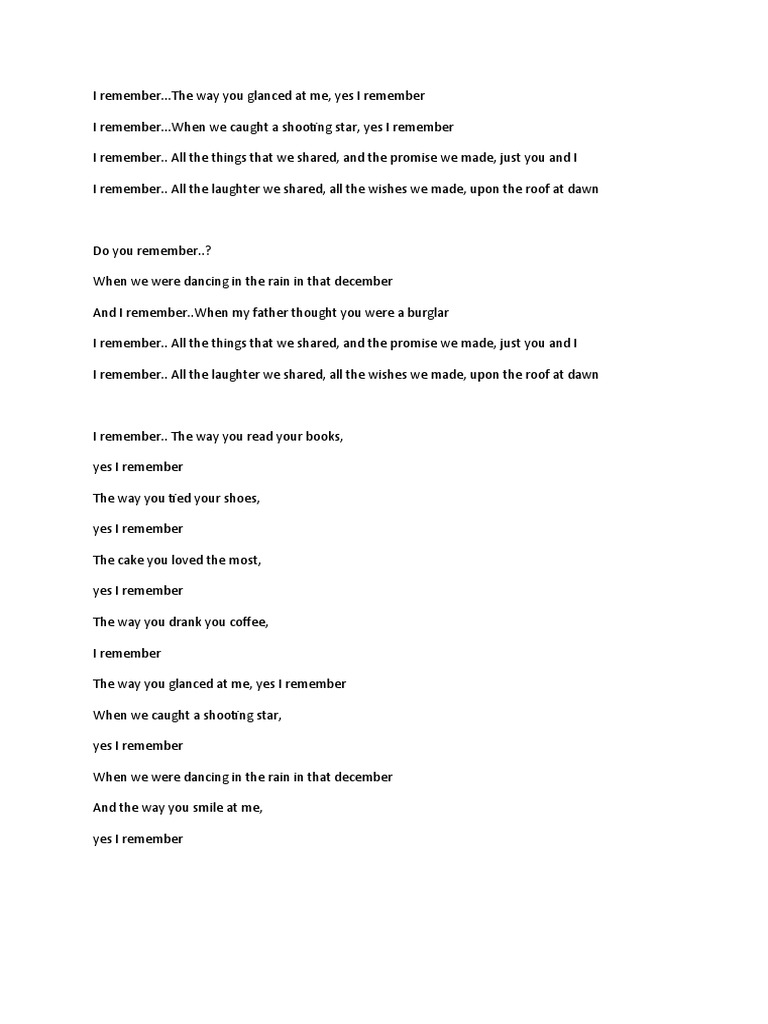 I Remember | PDF