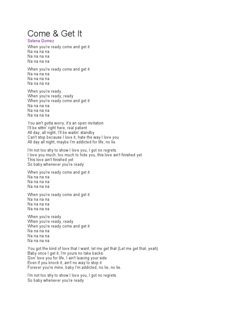 Come AND GET IT | PDF