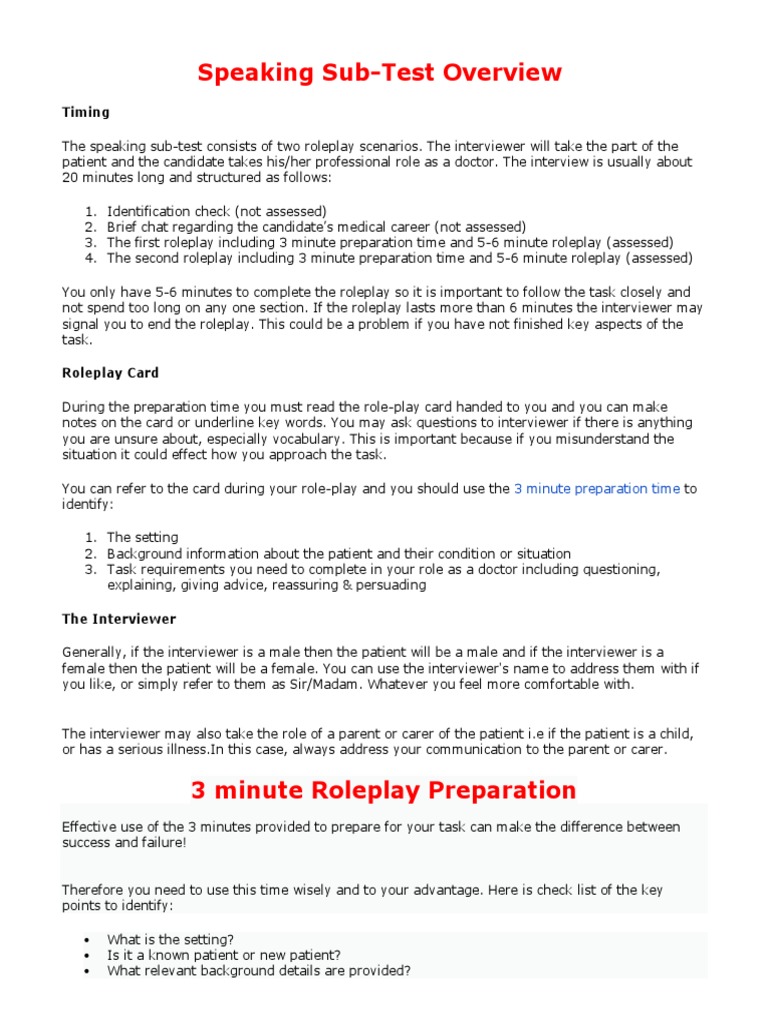 Speaking Sub-Test Overview PDF | PDF | Pharmacy | Hospital