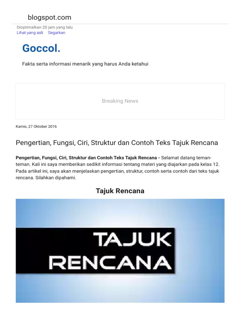 Teks Tajuk Rencana: Pengertian & Contoh | PDF | Ilmu Sosial
