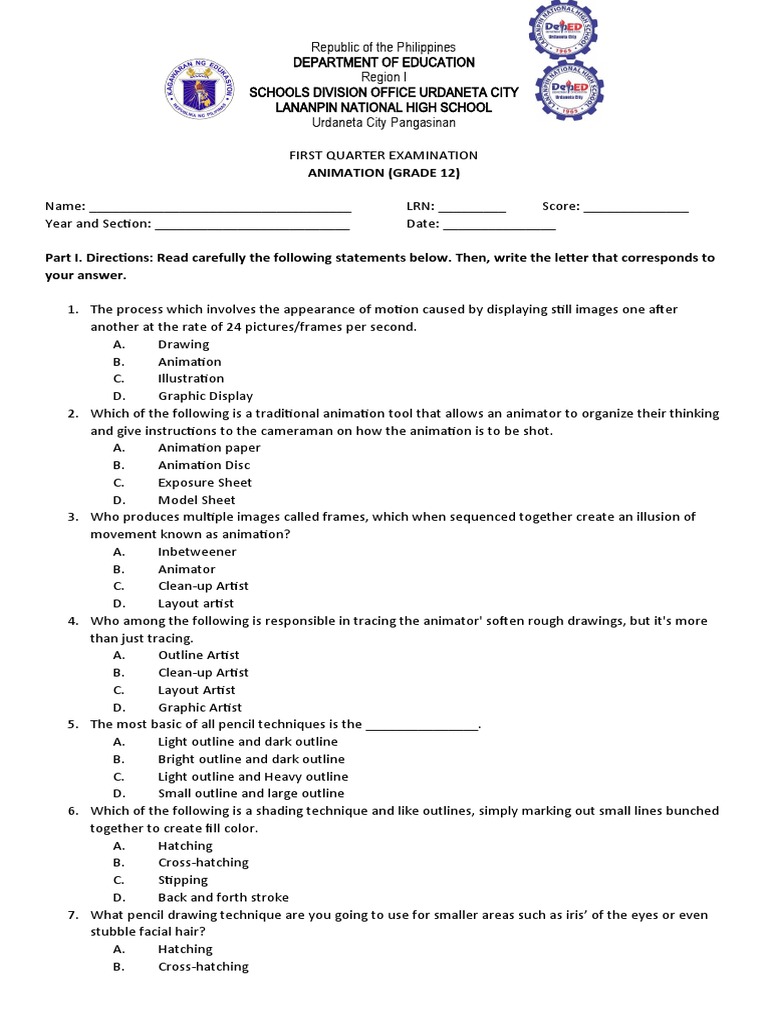 Animation Exam | PDF | Animation | Drawing