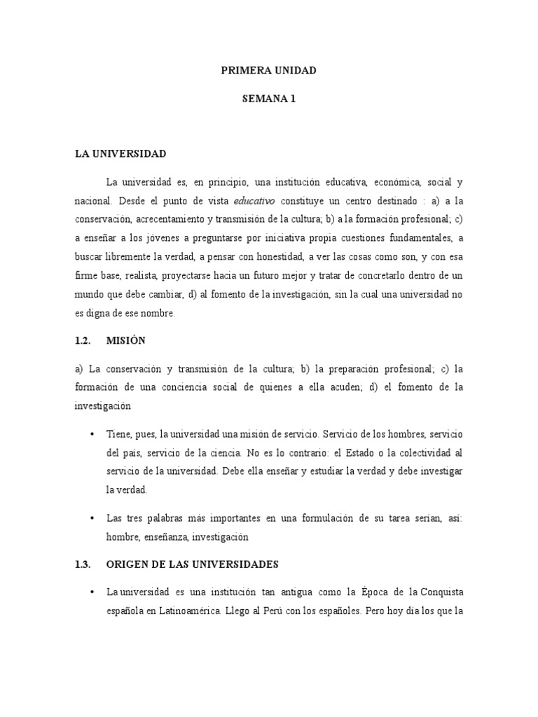 Separata Primera Semana | PDF | Universidad | Verdad