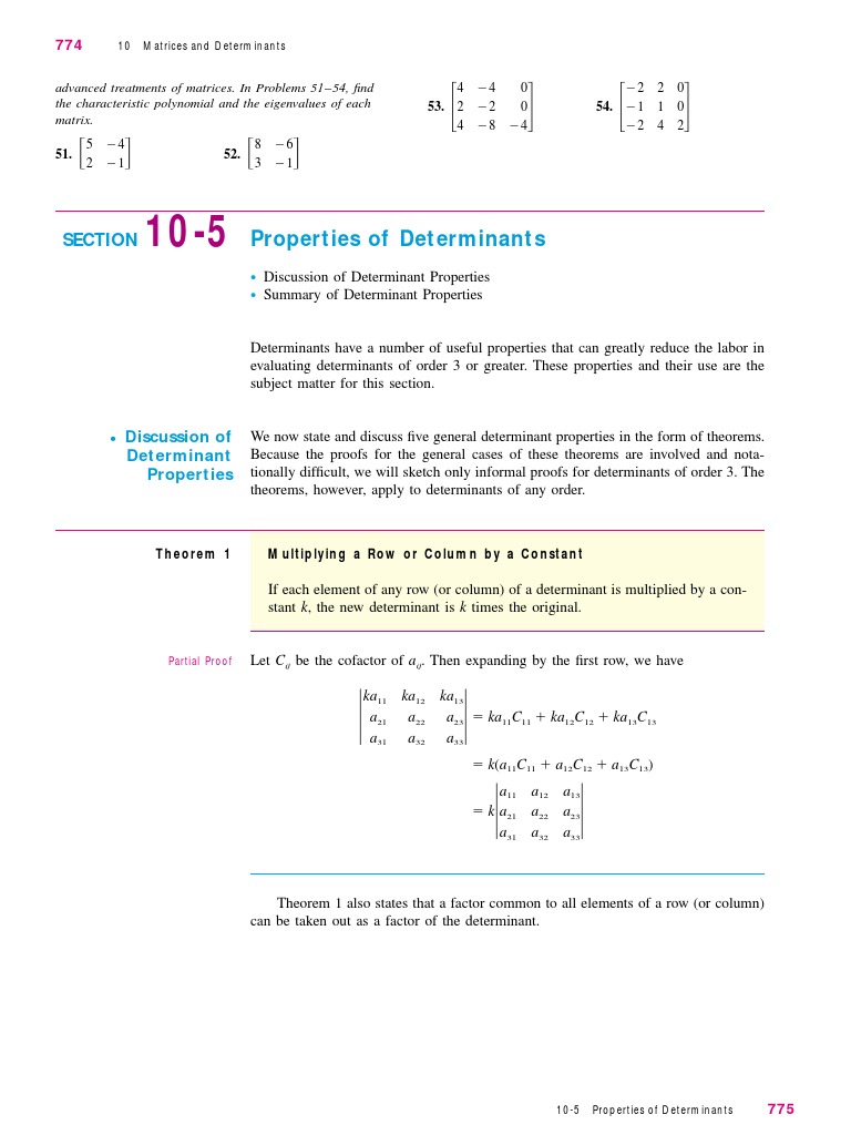 Properties of Determinants | Determinant | Matrix (Mathematics)