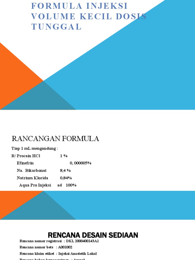 Formula Injeksi Procain HCl 1% | PDF