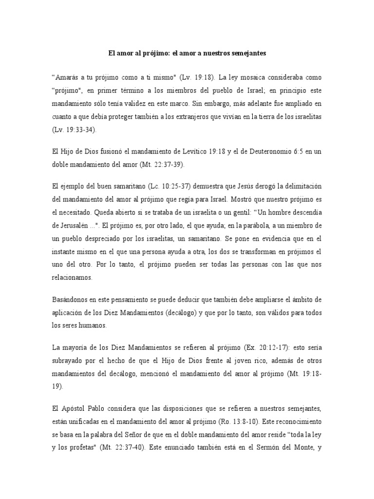 El Amor Al Prójimo | PDF | Diez Mandamientos | regla de oro