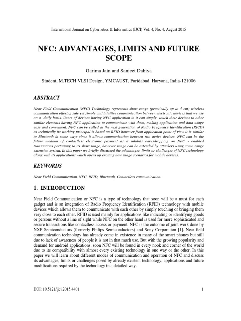 NFC Advantages Limits and Future Scope PDF | PDF | Digital Technology ...