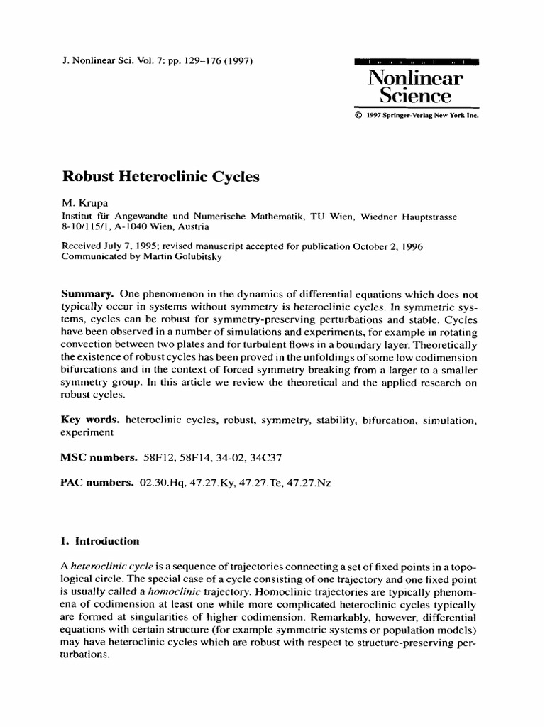 Heteroclinic Cycles | PDF | Stability Theory | Dynamical System