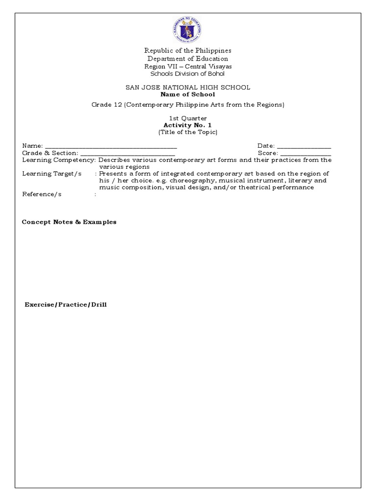 Republic of The Philippines Department of Education: Region VII ...