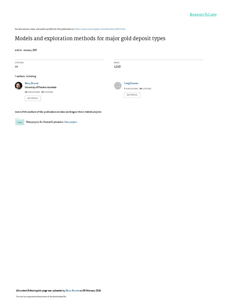 Gold Modelsand Exploration Methods | PDF