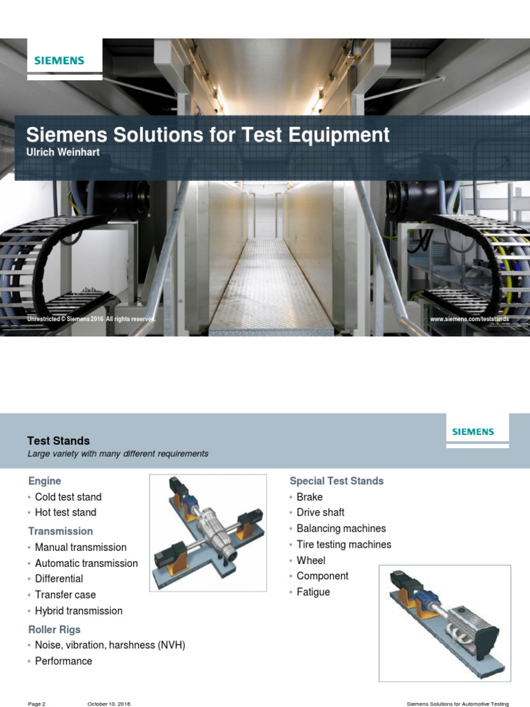 Siemens Solutions For Test Equipment: Ulrich Weinhart | PDF | Electric ...