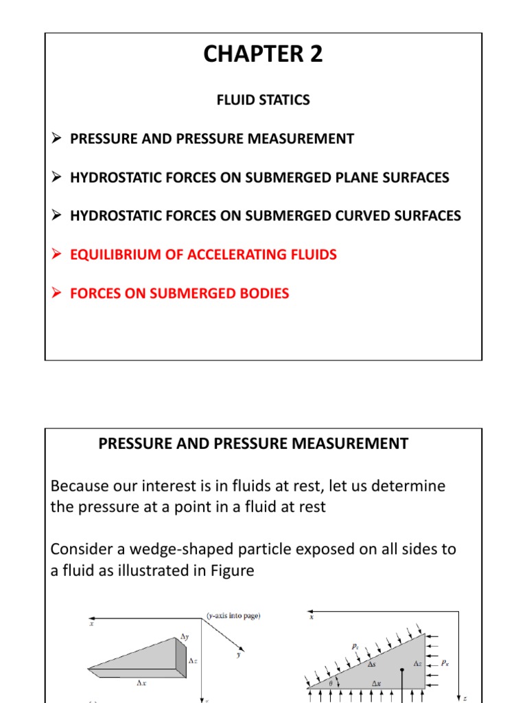 Chapter 2 - Fluid Statics | PDF | Pressure Measurement | Pressure