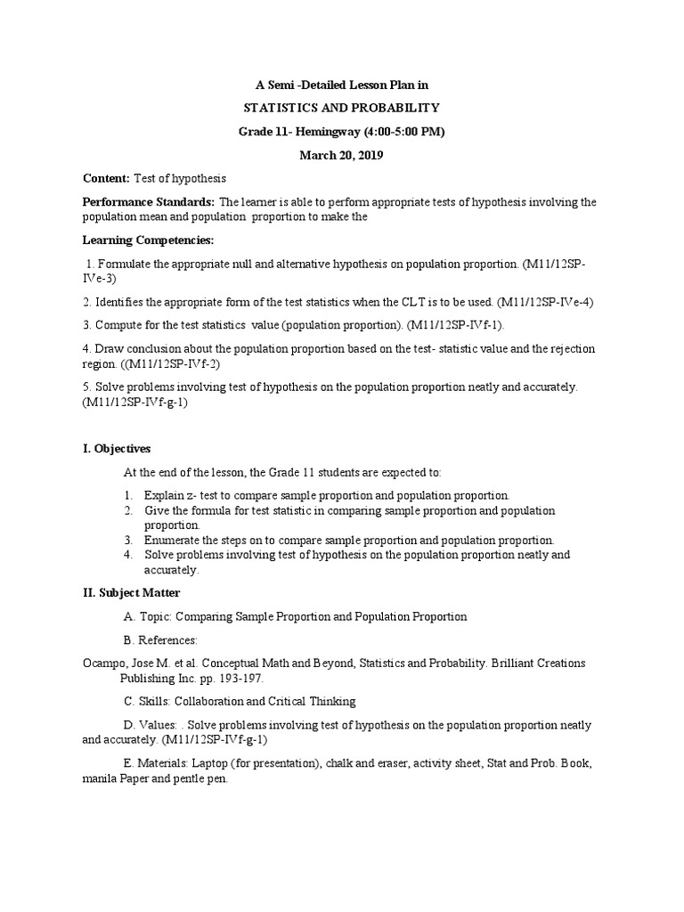 Semi Detailed Stat and Prob | PDF | Statistical Hypothesis Testing ...