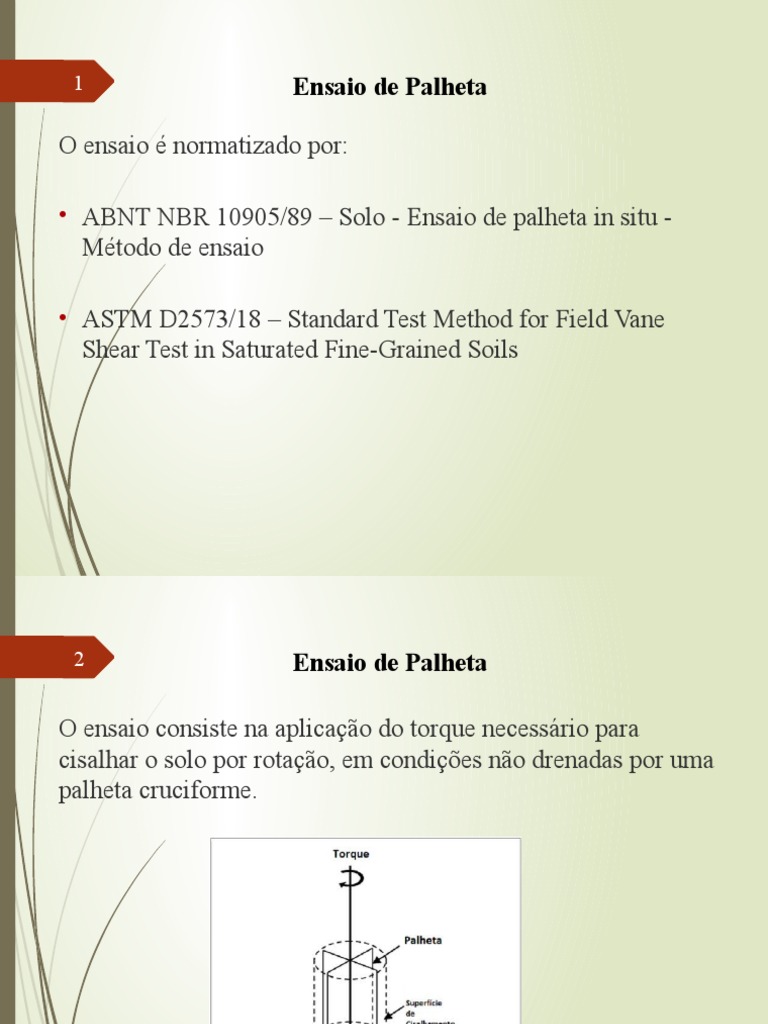 Ensaio VANE TEST - Aplicações e Limitaçoes | PDF | Solo | Resistência ...