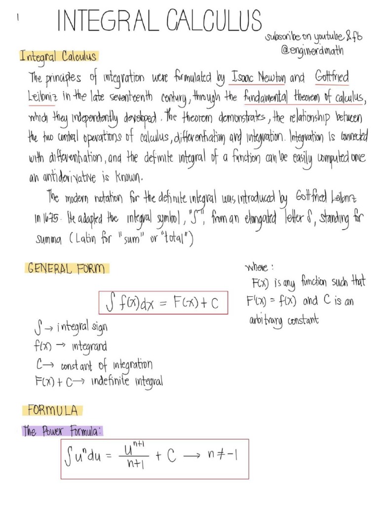 Integral Calculus Notes | PDF