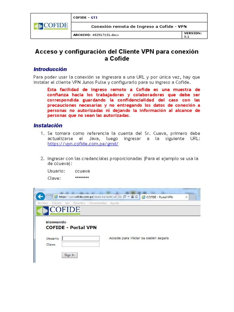 Configuración VPN Cofide | PDF | Red privada virtual | Archivo de computadora