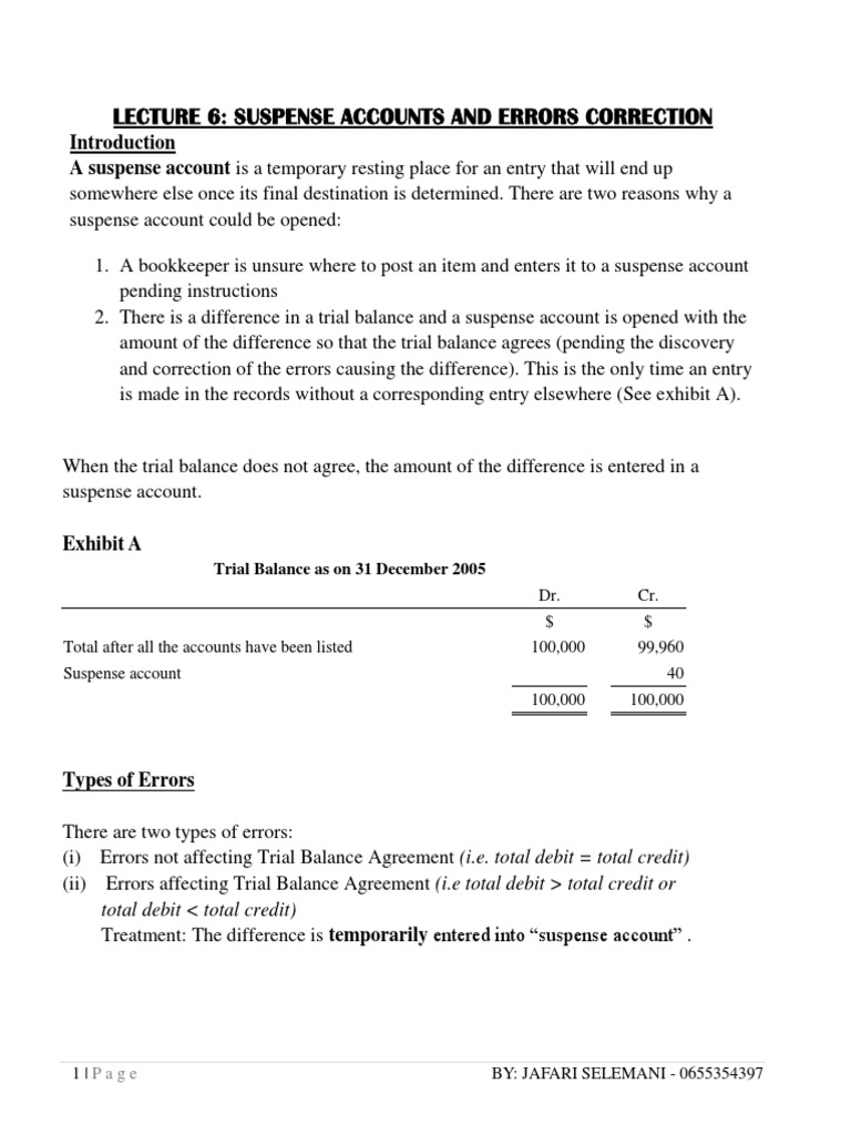 Understanding Suspense Accounts in Accounting | PDF | Debits And ...