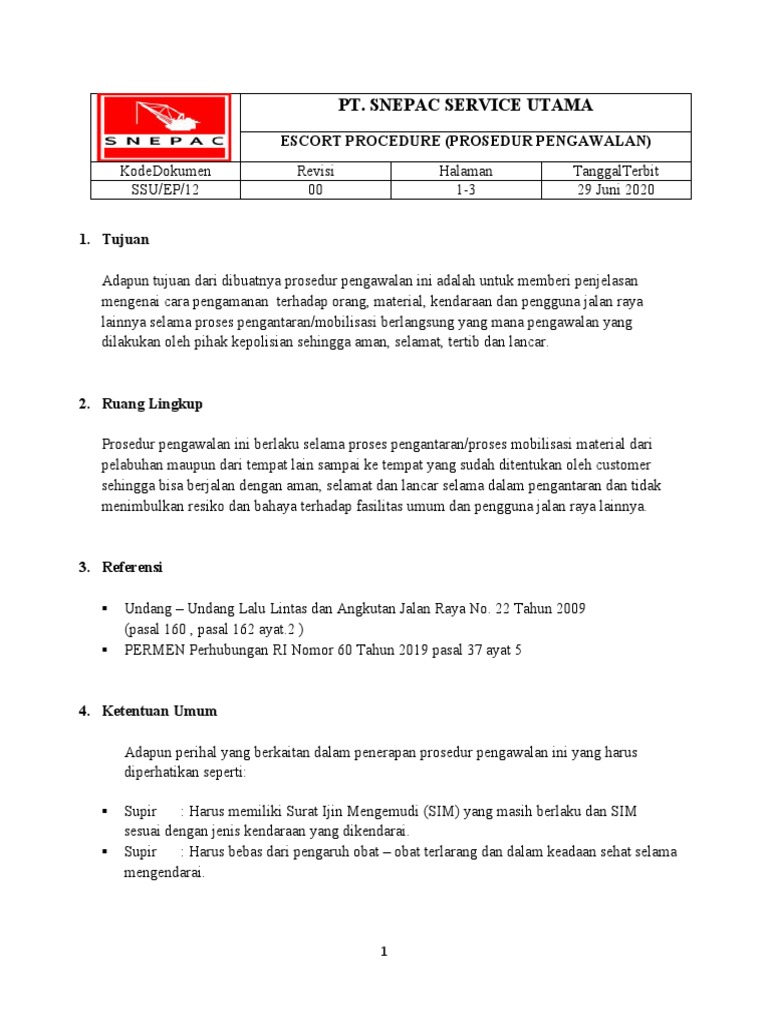 Escort Procedure Pdf