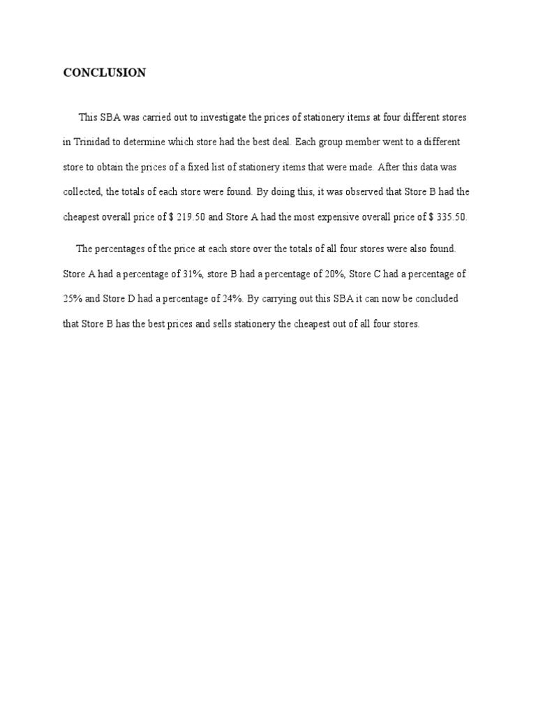 Maths Sba Conclusion | PDF