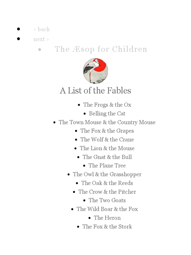 A List of The Fables: The Æsop For Children | PDF | Nature