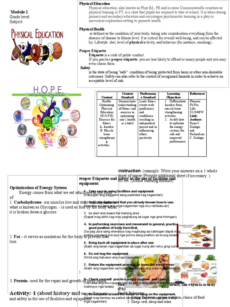 Health and Fitness Education Module | PDF | Physical Education ...