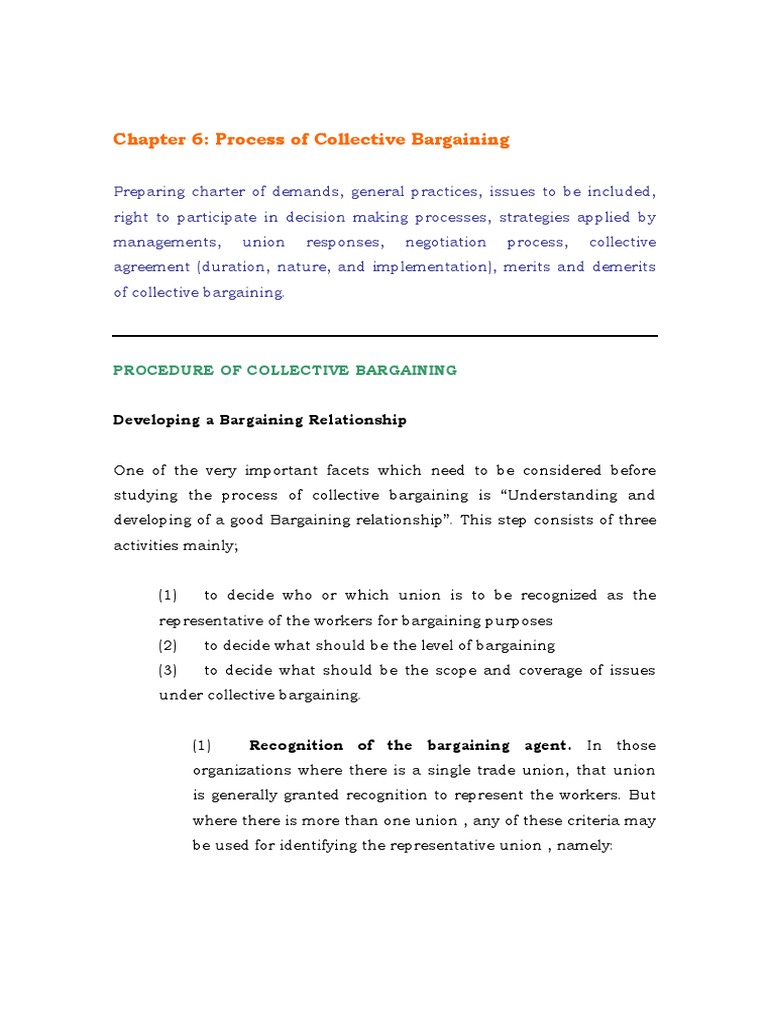 Process of Collective Bargaining | PDF | Negotiation | Collective ...