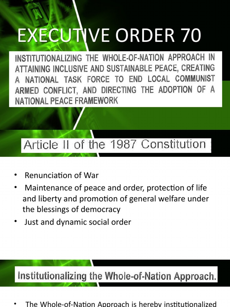 Executive Order 70 | PDF | Peace | Sustainability