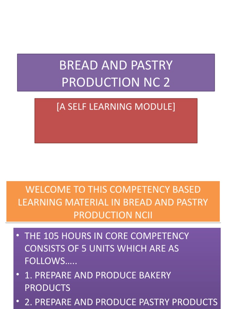 Bread and Pastry Production NC 2: (A Self Learning Module) | PDF ...