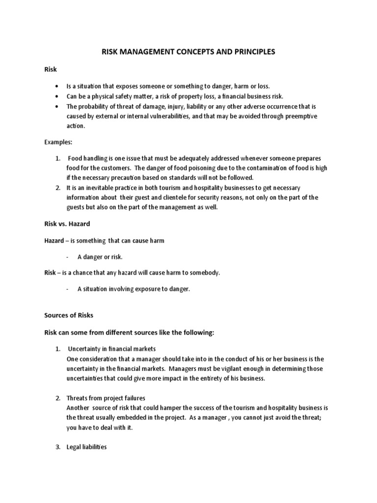 Risk Management Concepts and Principles: Hazard - Is Something That Can ...