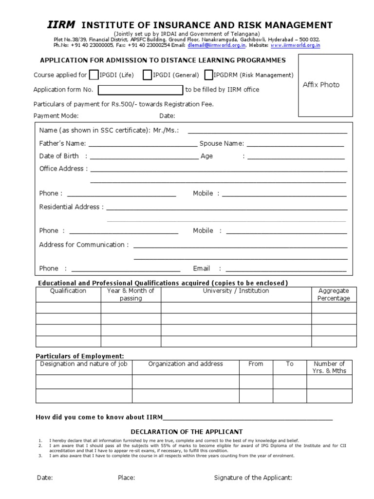 IIRM Distance Learning Application | PDF | Business